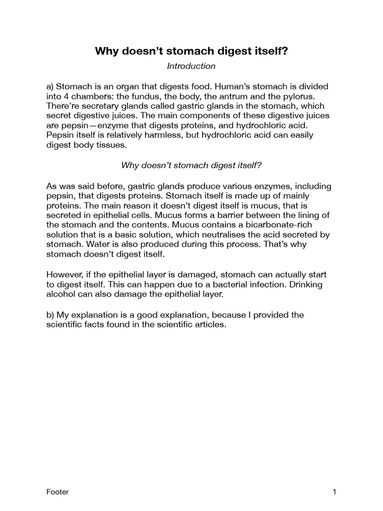 Why Doesn't Stomach Digest Itself? | PDF