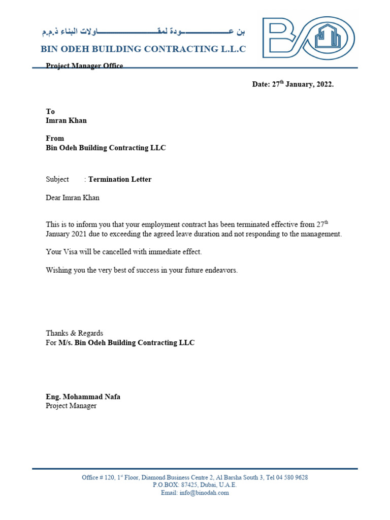 Termination Letter | PDF