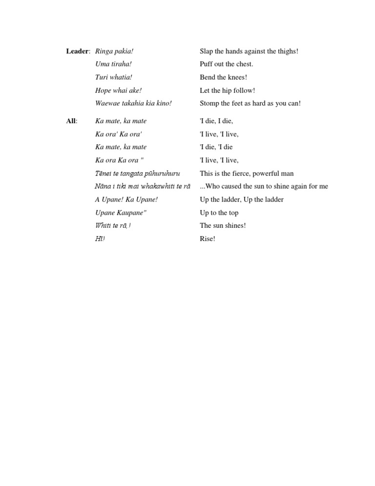 All Blacks Haka Lyrics