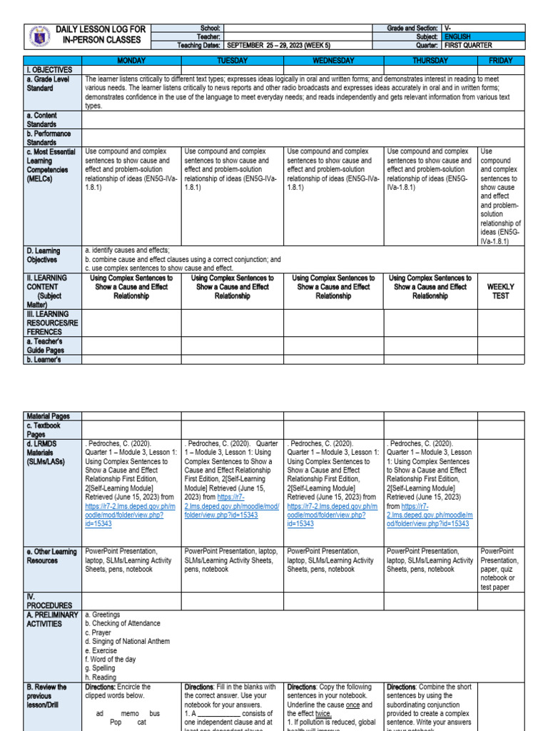 G5 Q1W5 DLL ENGLISH (MELCs) | PDF | Computers