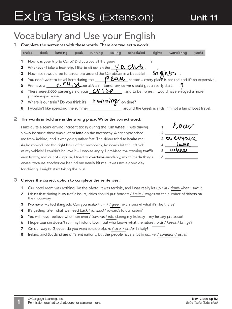 Ncu b2 Extra Tasks Extension U11 | PDF
