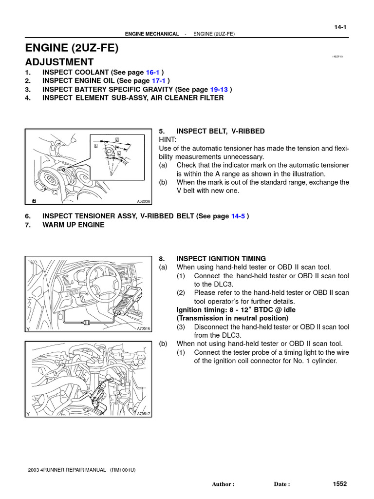 2UZ FE Ignition Timing | PDF
