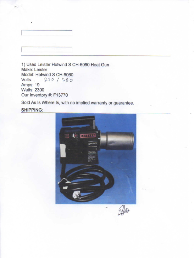 Leister Hotwind CH6060 Type S132 | PDF