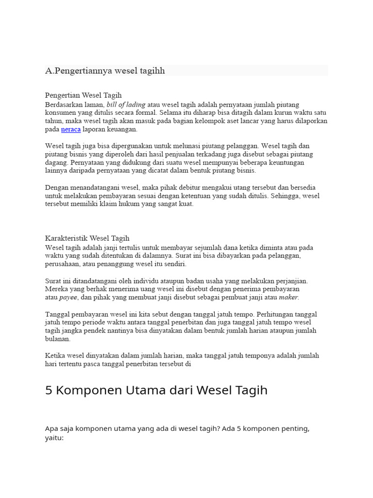 Wesel Tahih Bayar | PDF