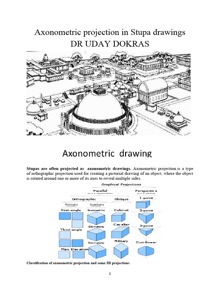 Axonometric Projection in Stupa Drawings | PDF