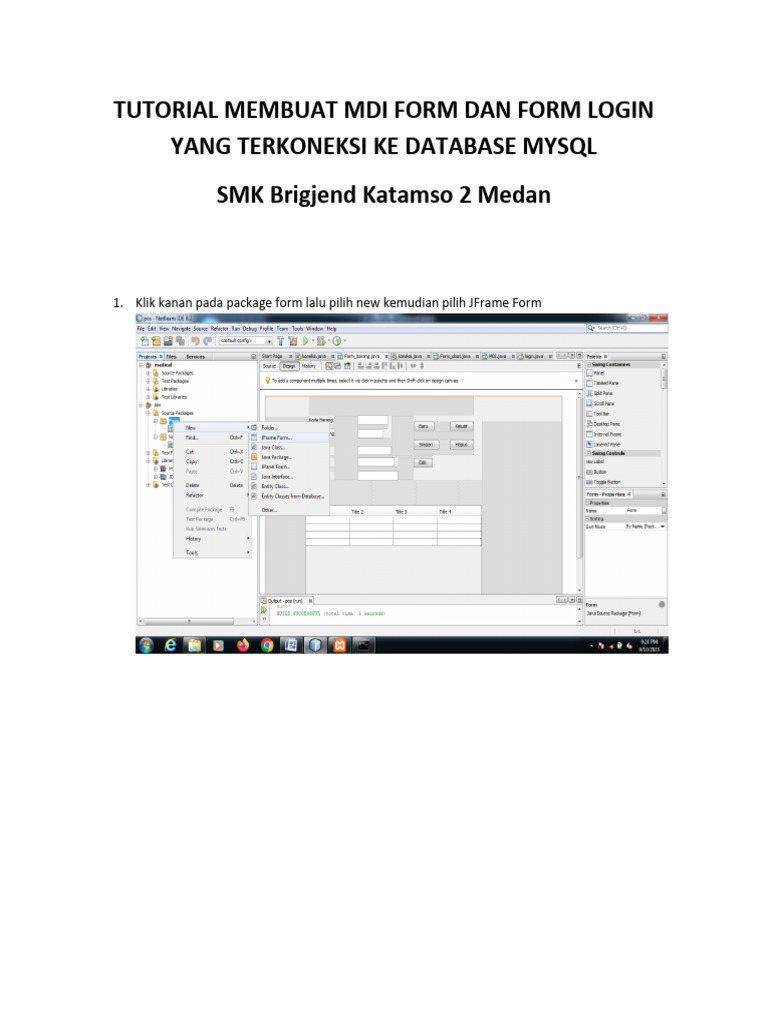 Tutorial Membuat Mdi Form Dan Form Login Yang Terkoneksi Ke Database Mysql | PDF