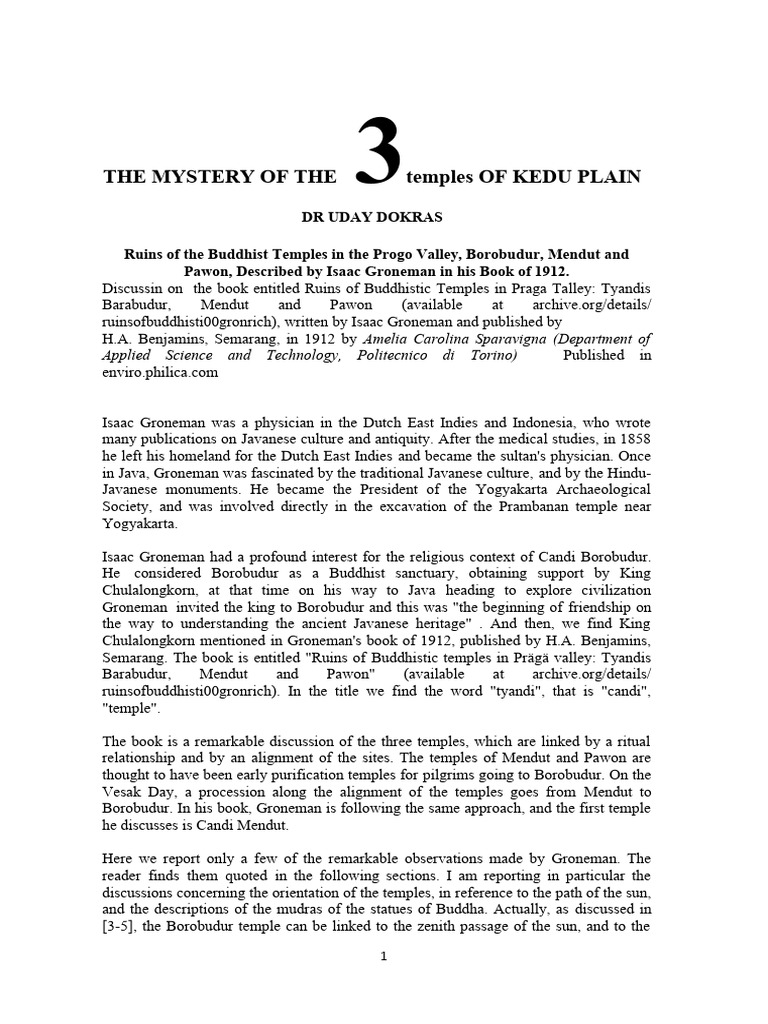 The Mystery of The 3 Temples of The Kedu Plain | PDF