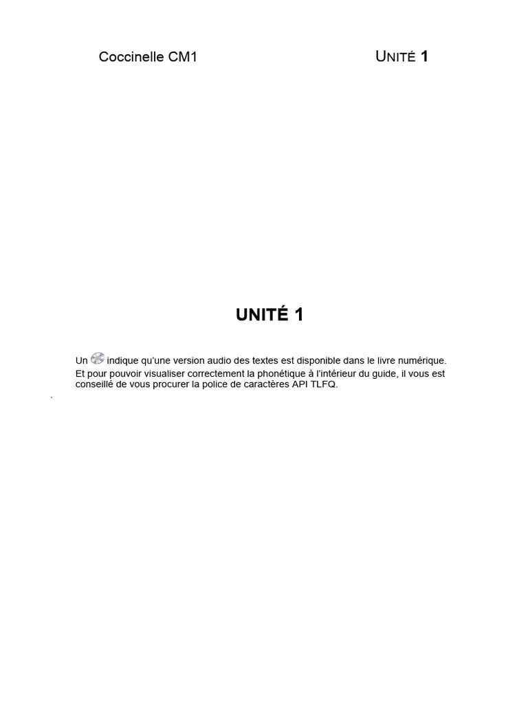Guide CM1 Unité 1 | PDF