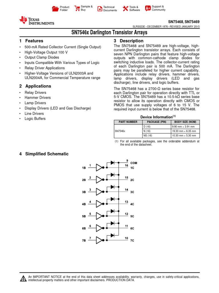 SN 75468 | PDF | Technology & Engineering