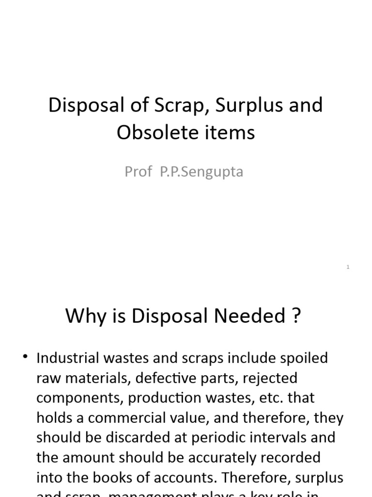 Disposal of Scrap, Surplus and Obsolete Items | PDF | Business | Home ...