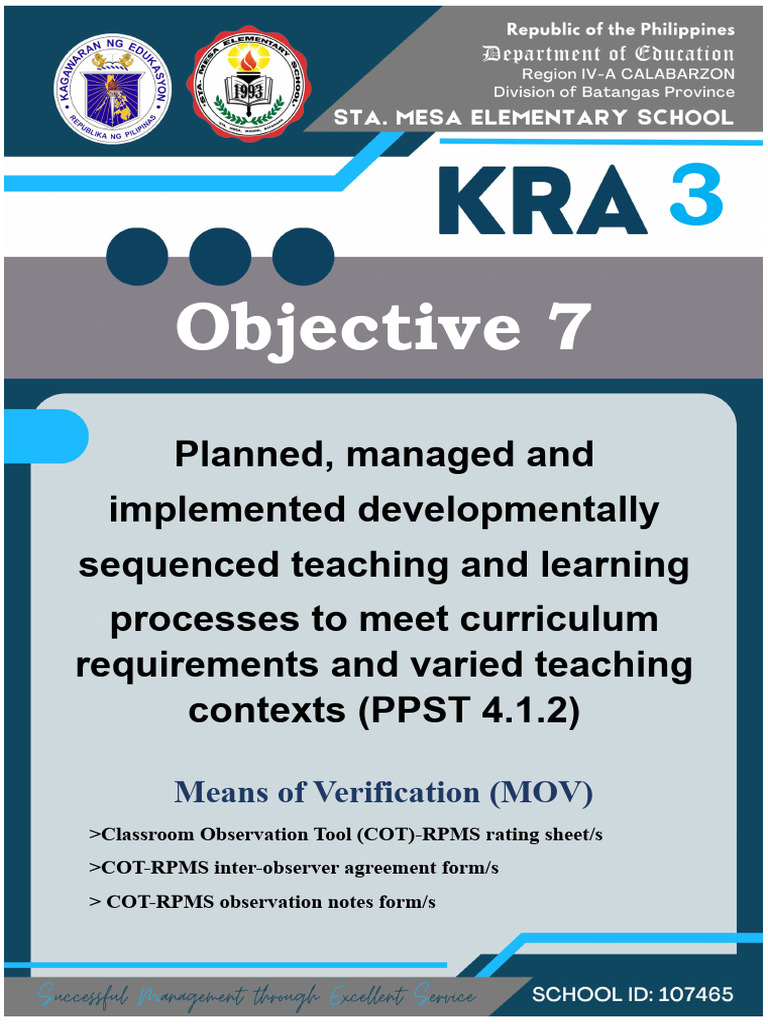 PPST KRA Objectives and Verification Methods | PDF