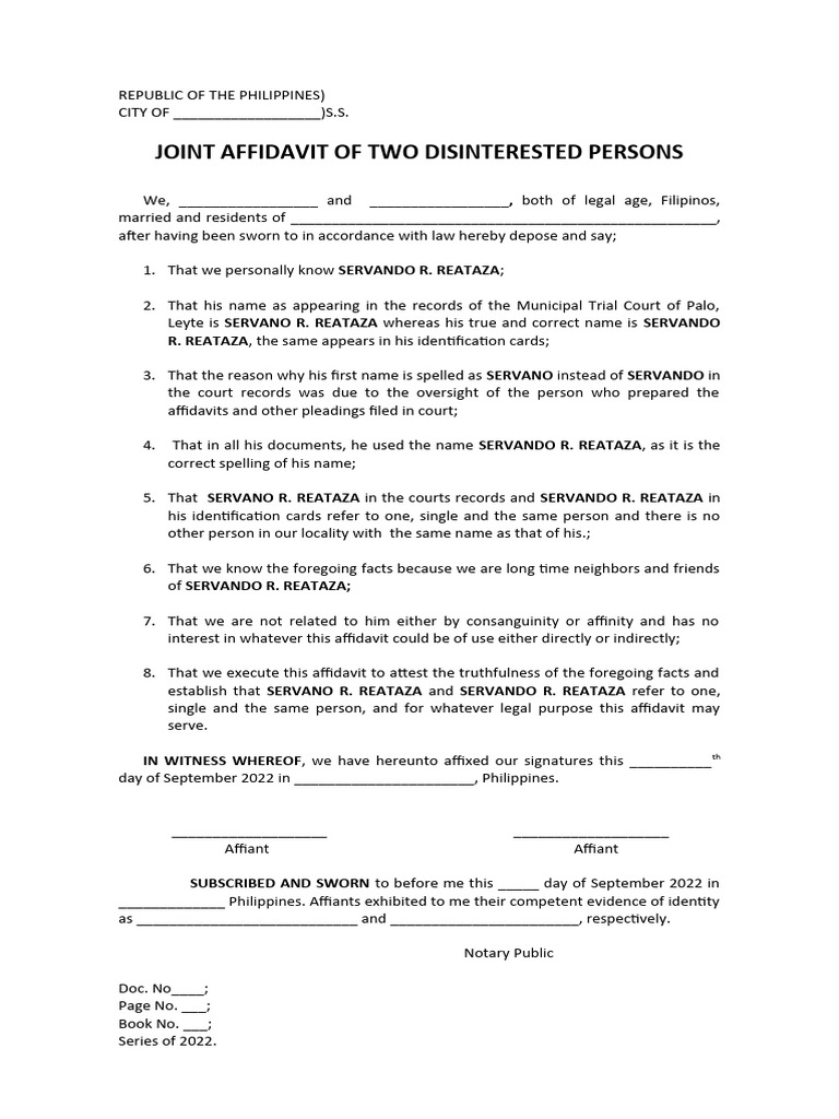 Affidavit-of-Two-Disinterested-Persons-One-and-the-Same-Person ...