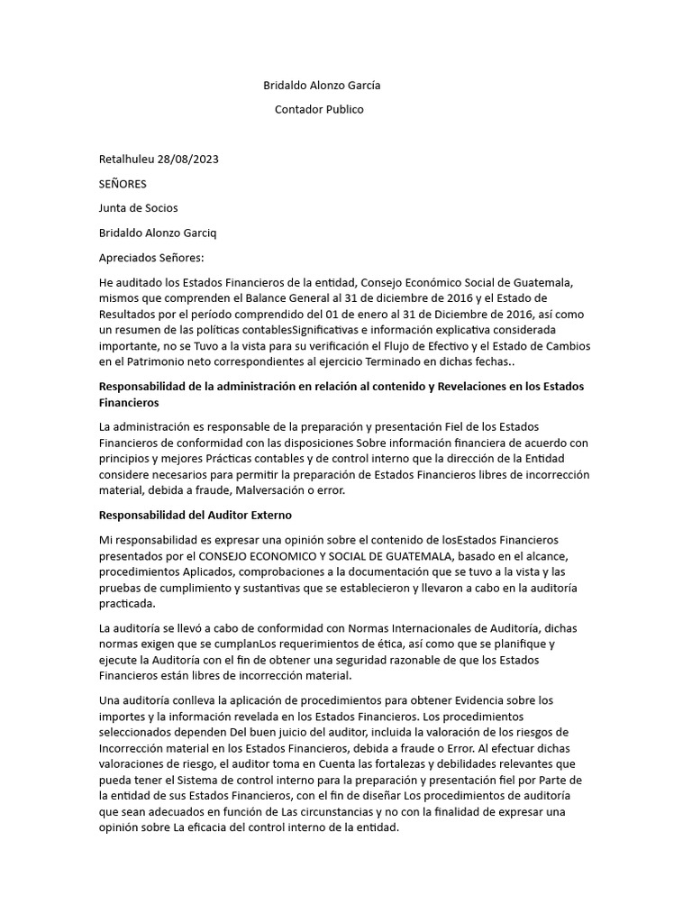 Trabajo Oficial Conta | PDF | Auditoría | Estado financiero Trabajo Oficial Conta | PDF | Auditoría | Estado financiero