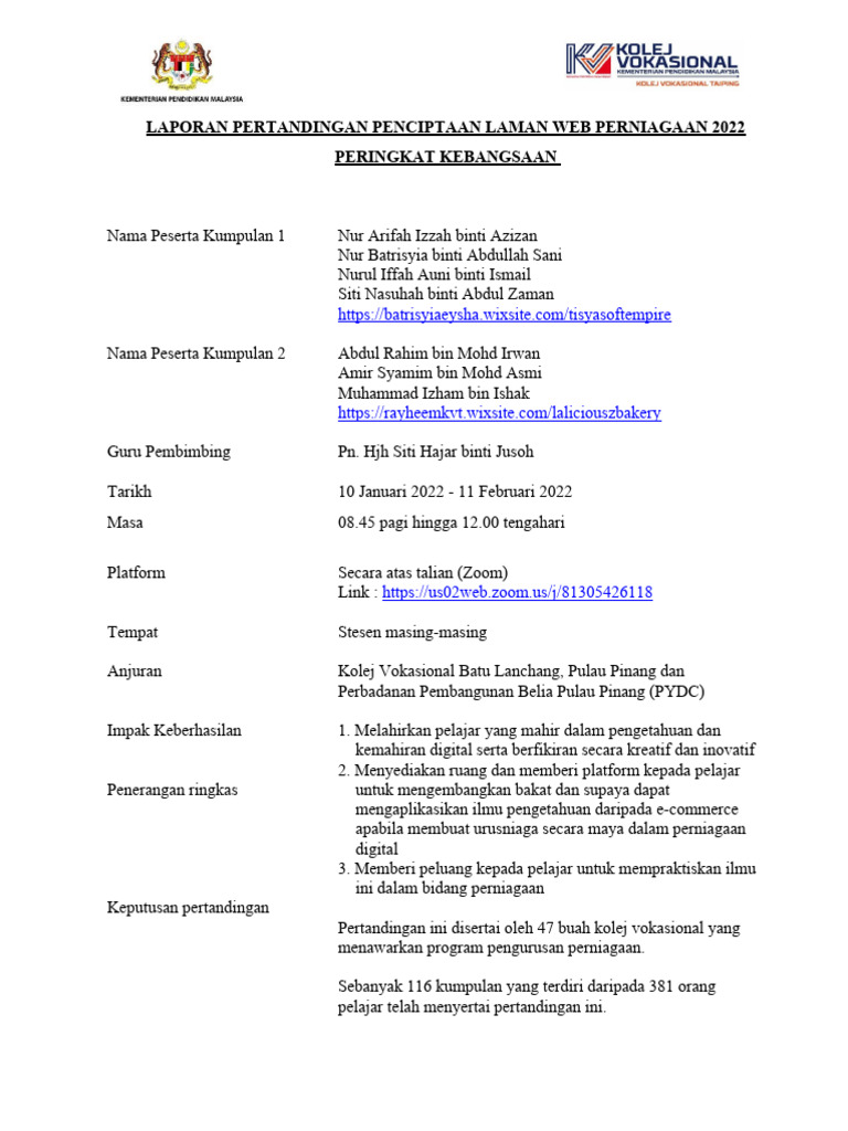 Laporan Laman web BKP | PDF