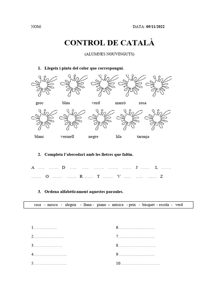 CONTROL_CATALÀ_NOUVINGUTS | PDF