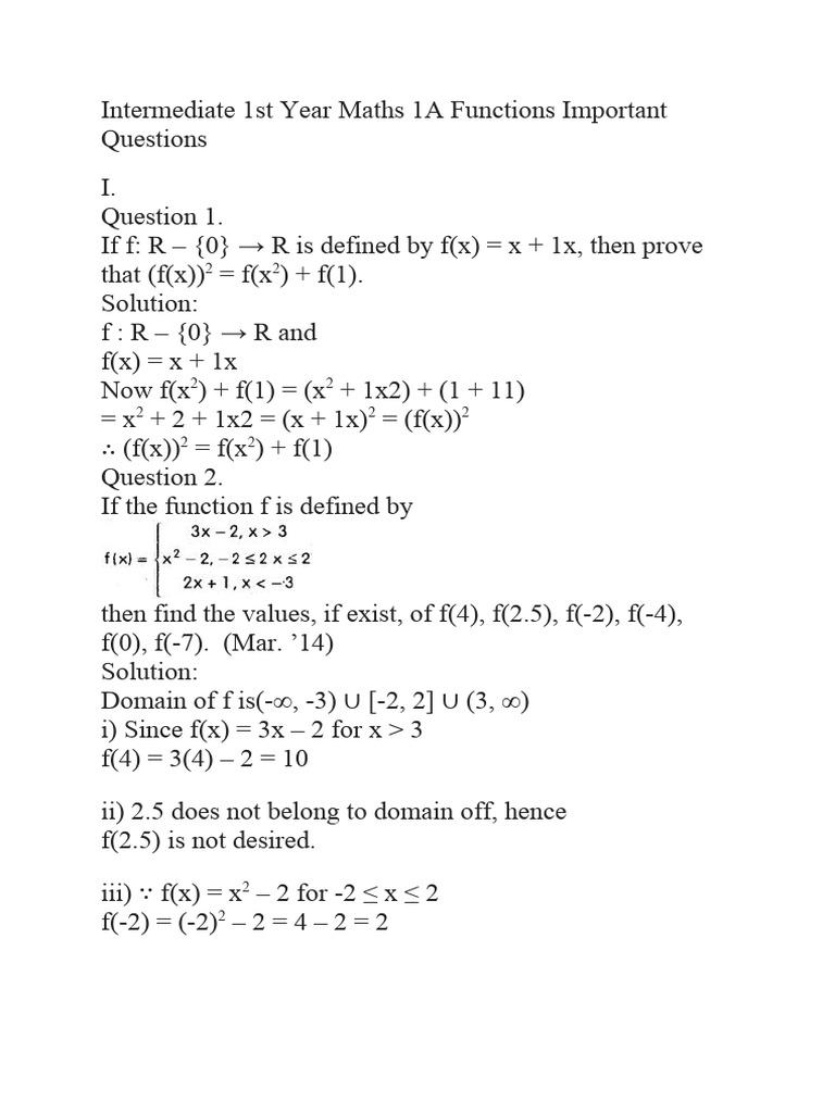1A Functions 2M | PDF