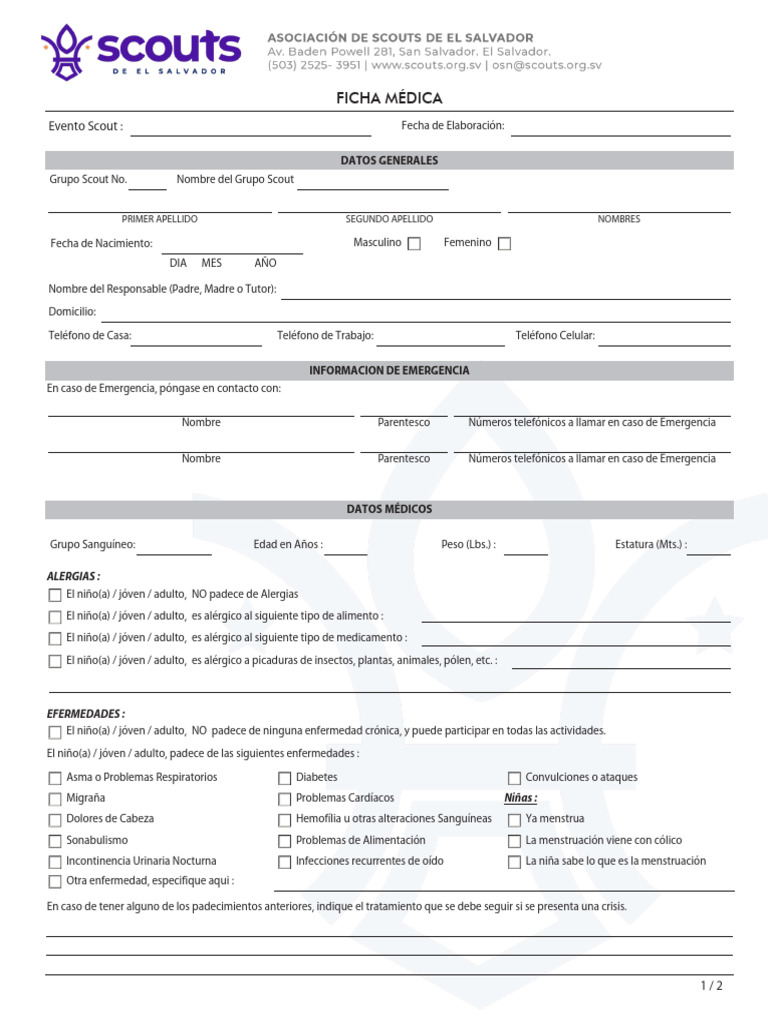 Ficha Médica Eventos ASES | PDF