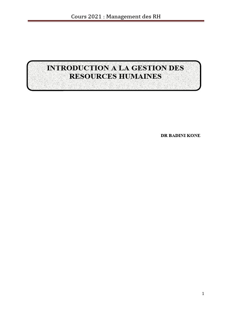 Management de La Grh. MSTCF 2021. | PDF
