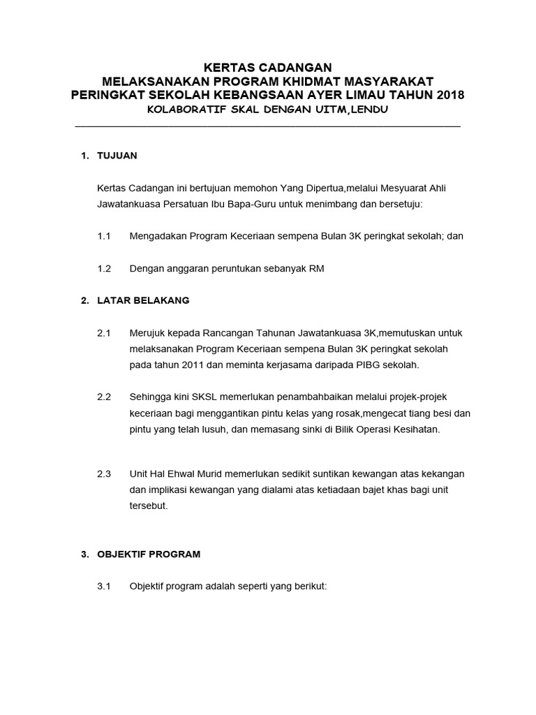 Kertas Cadangan Program TS25 Sekolah | PDF