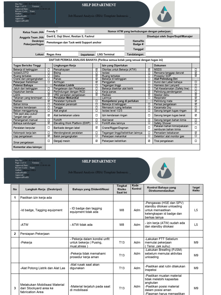 JHA Pemotongan Dan Tack Weld Support Anchor | PDF