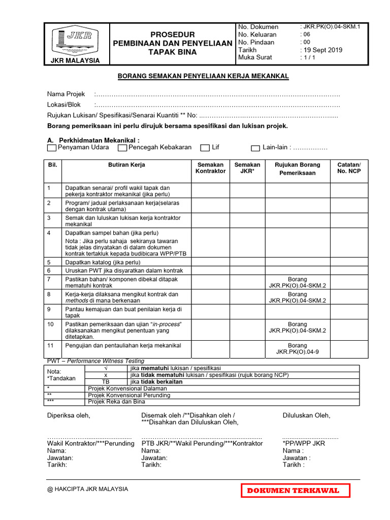 Prosedur Penyeliaan Tapak Bina JKR | PDF