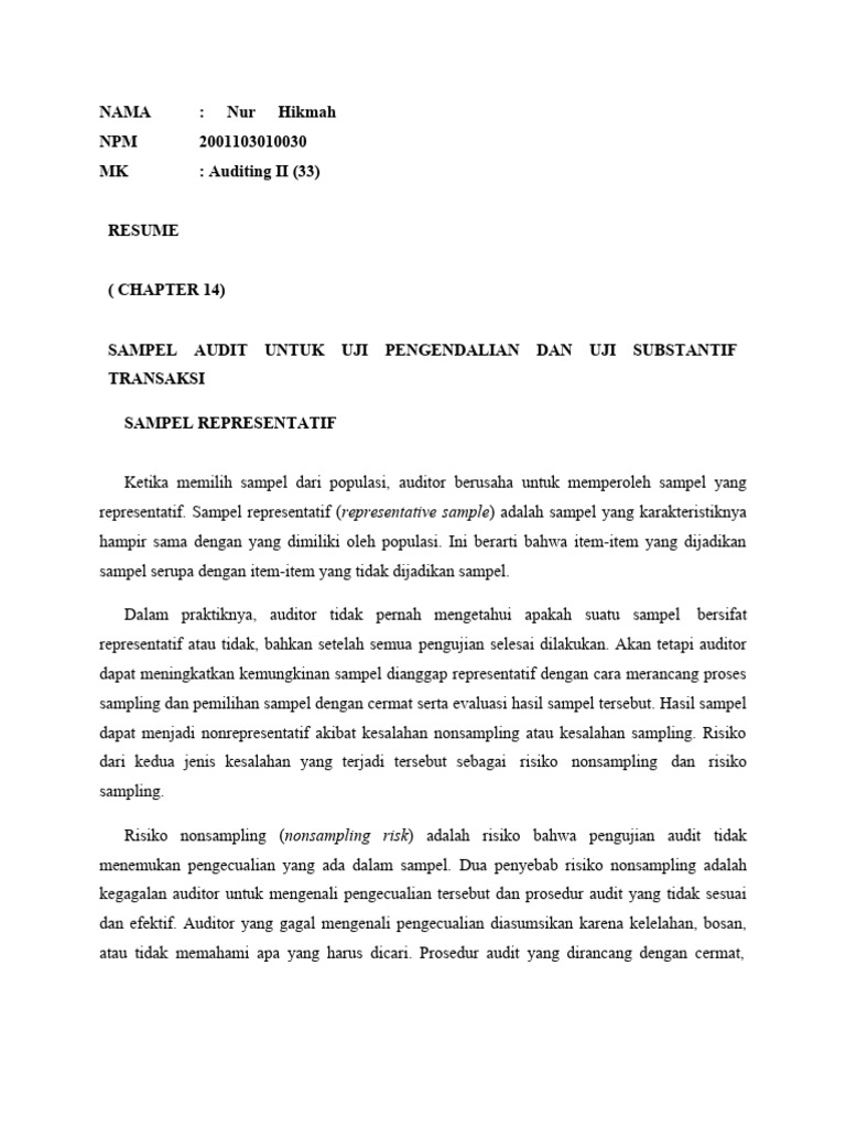 Rifqi Aqilla Divasyah (2001103010121) Resume Auditing Bab 14 | PDF | Karier & Perkembangan ...