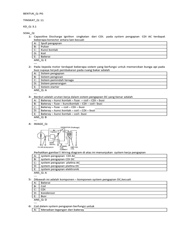 PAS GENAP - Soal Pilihan Ganda PLSM Kelas XI TBSM | PDF