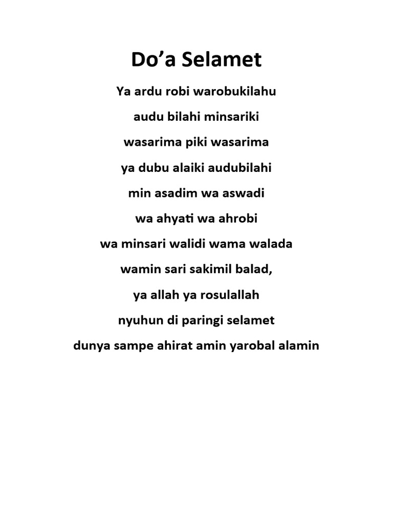 Doa Selamet | PDF