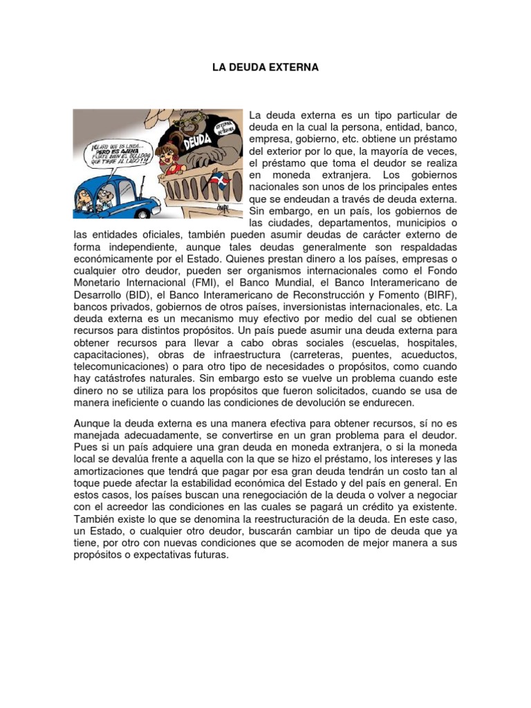 La Deuda Externa. | PDF | La deuda externa | Deuda gubernamental