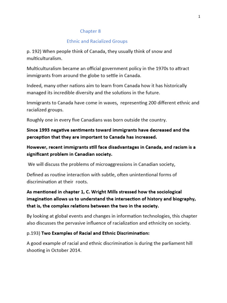 Chapter 8 Ethnic and Racialized Groups | PDF