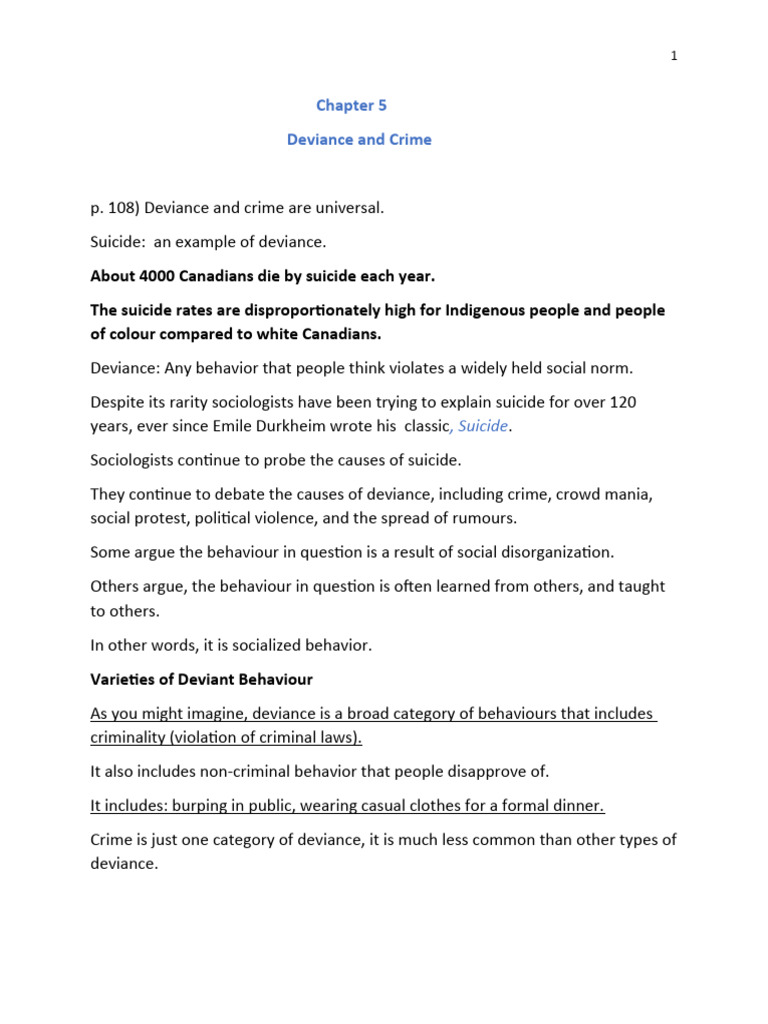 Chapter 5 Deviance and Crime | PDF