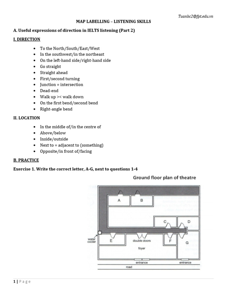 IELTS LISTENING - Map Labelling | PDF
