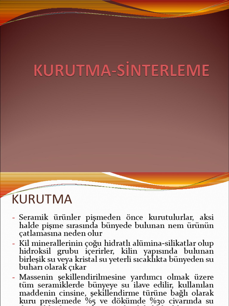 KURUTMA-SİNTERLEME | PDF