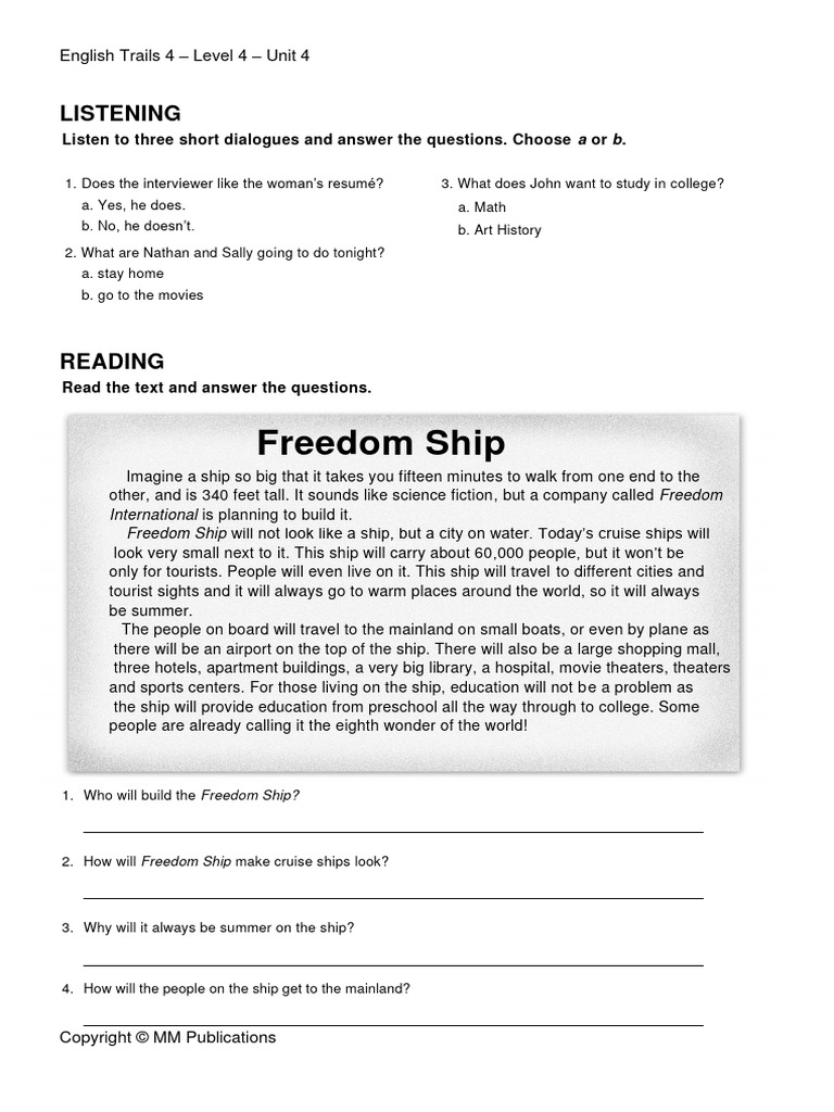 English Trails - Level 4 - Unit 1 | PDF