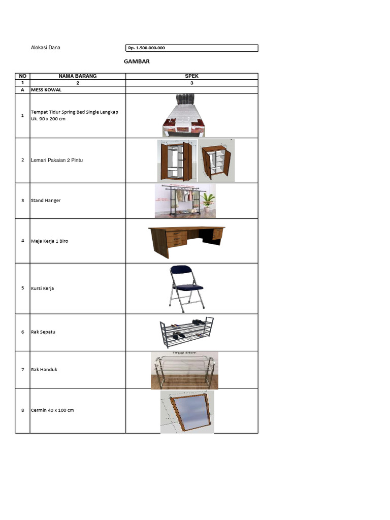 Spek Gambar Mess Kowal Pama Armada I | PDF