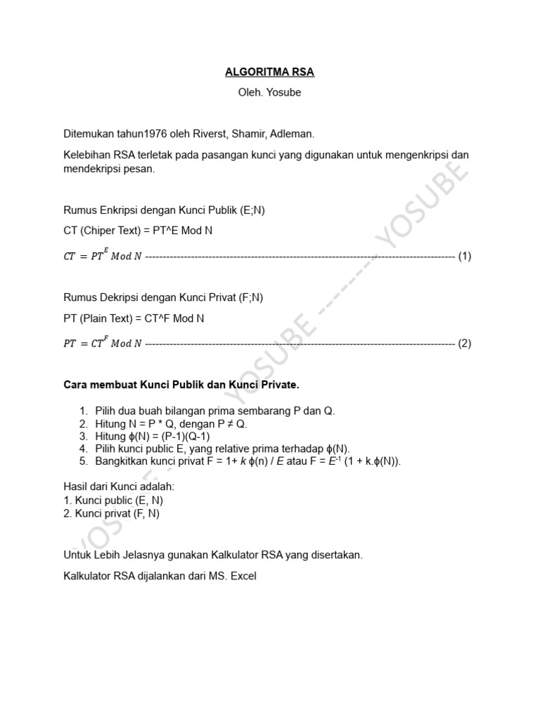 Osube: Algoritma Rsa | PDF
