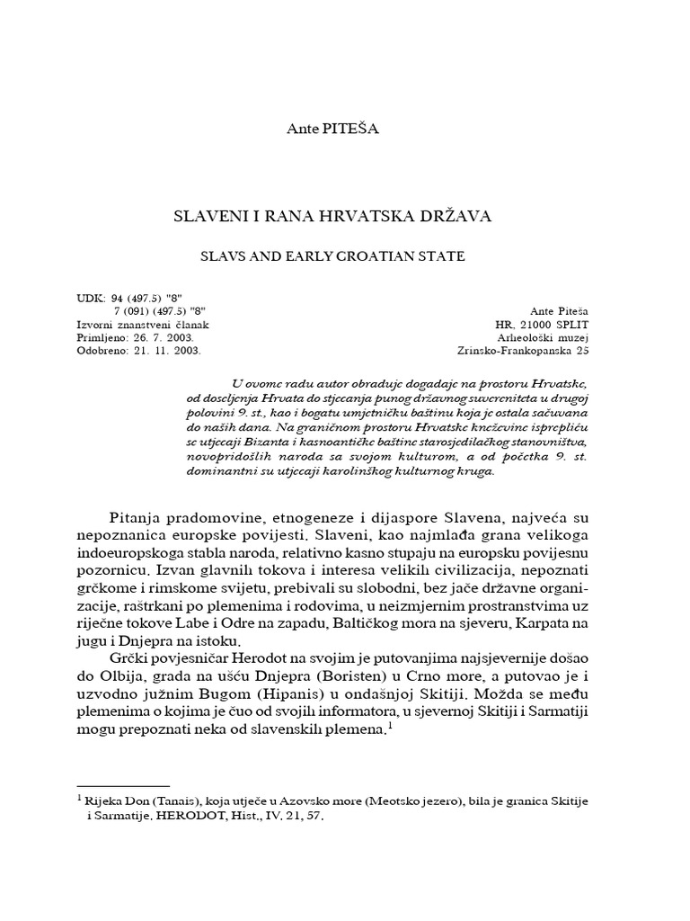 Slaveni I Rana Hrvatska Država | PDF