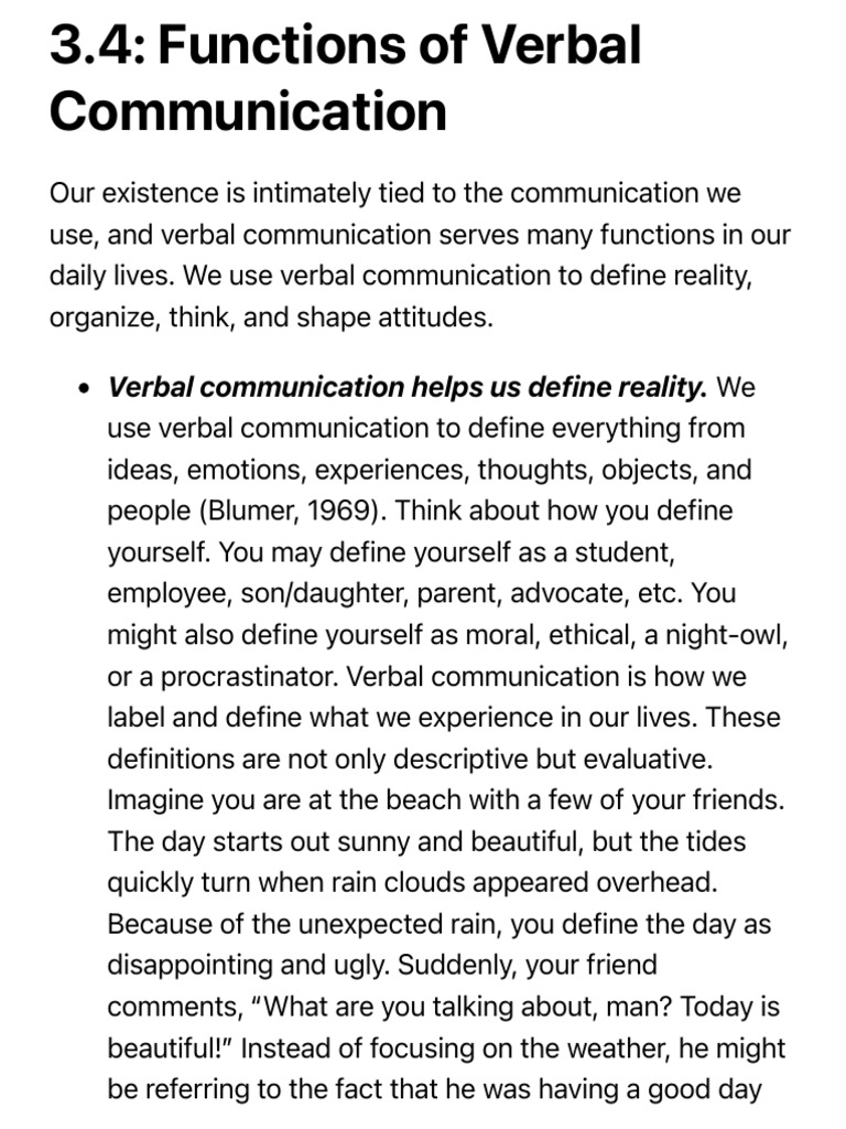 Functions of Verbal Communication Introduction To Public Communication | PDF