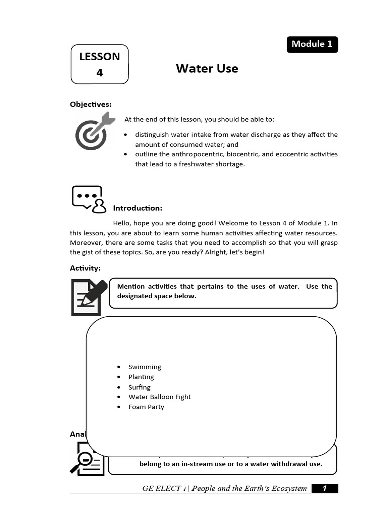 GE ELECT I - Module 1 Lesson 4 | PDF