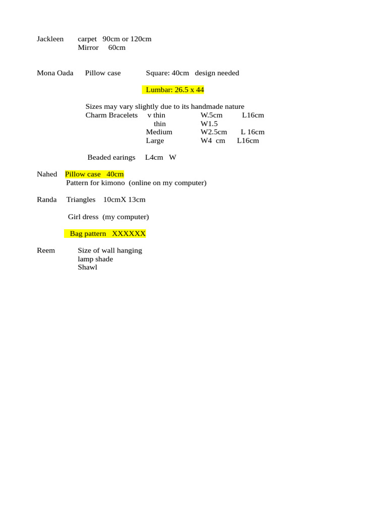 Sizing Charts | PDF