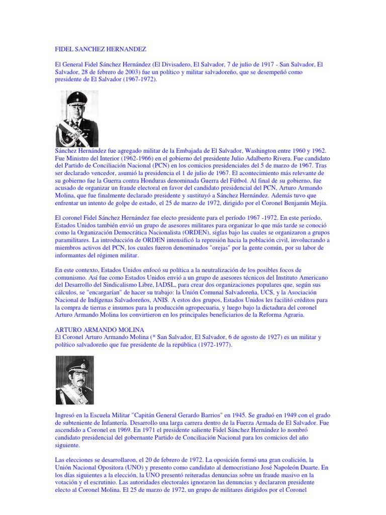 Fidel Sanchez Hernandez | PDF | Eventos políticos | Gobierno