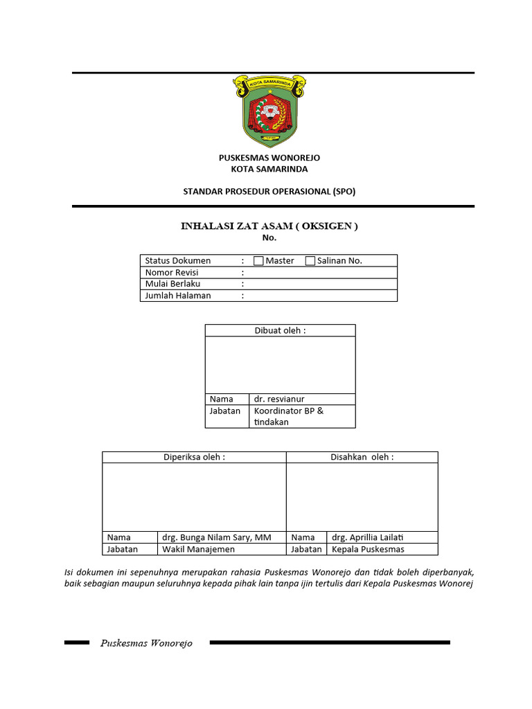 Inhalasi Zat Asam (oksigen) | PDF