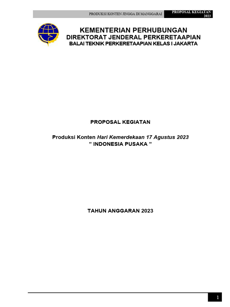 Proposal Produksi Konten Hut Ri | PDF