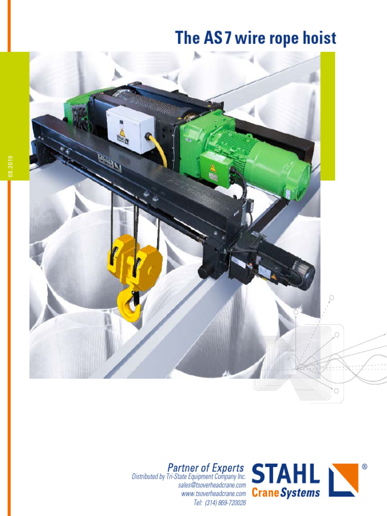 Stahl As 7 Wire Rope Hoist Brochure | PDF | Crane (Machine) | Electric ...