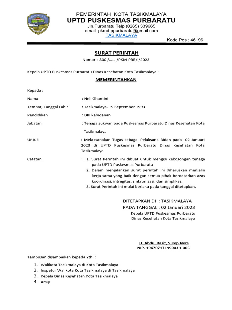 SURAT - PERINTAH Neli | PDF