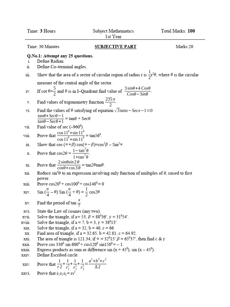 Math 1 St Pdf