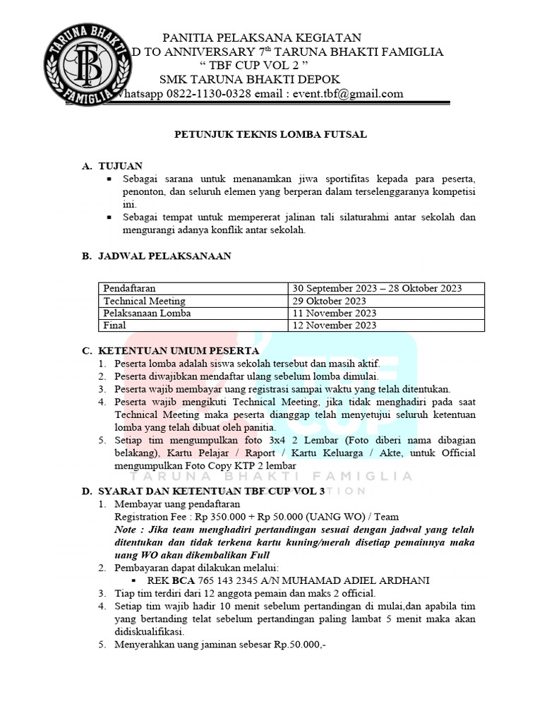 Petunjuk Teknis Lomba Futsal | PDF Petunjuk Teknis Lomba Futsal | PDF