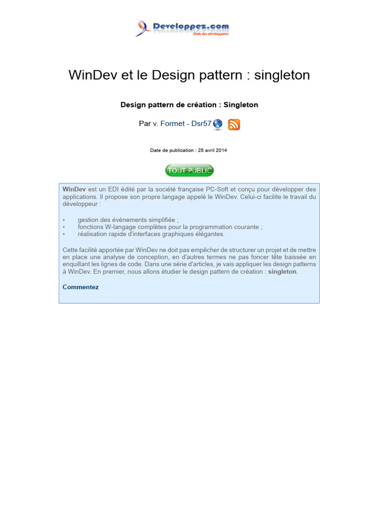 Win Dev Design Pattern Singleton | PDF