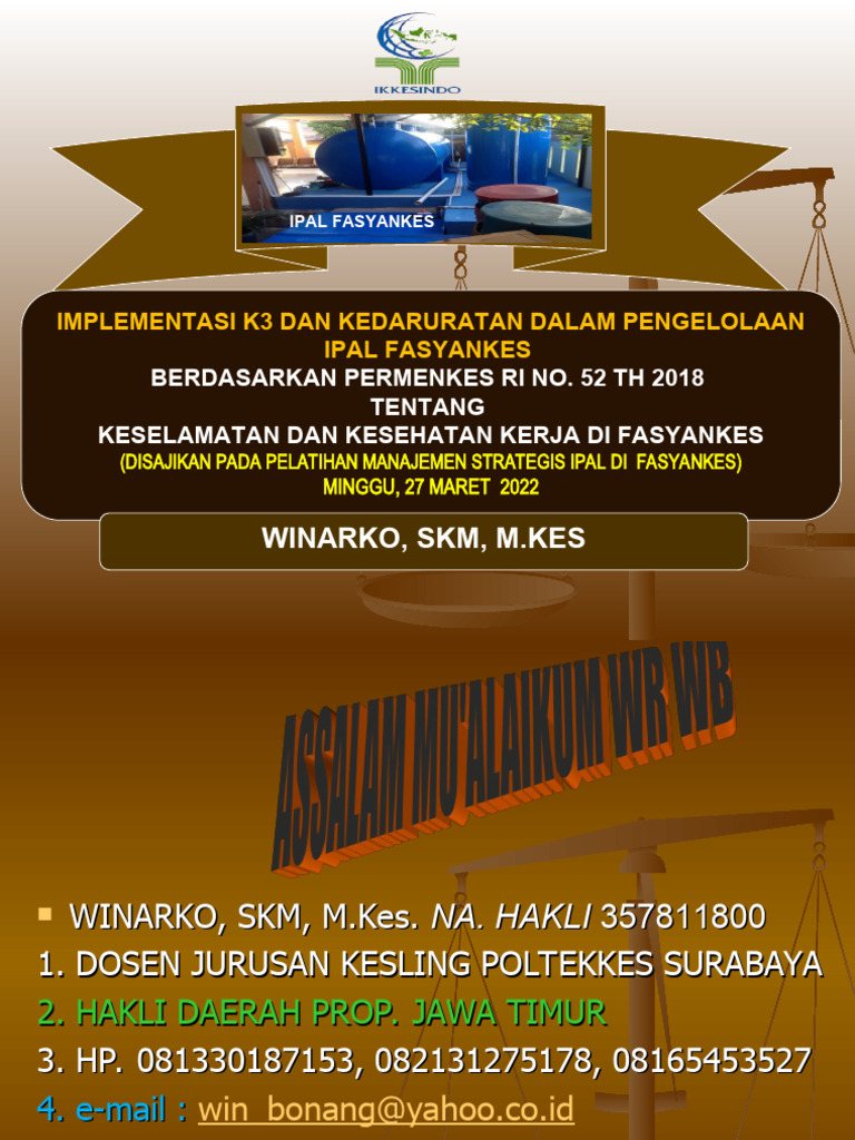 Implementasi K3 Dan Kedarutan Pengelolaan IPAL Fasyankes | PDF