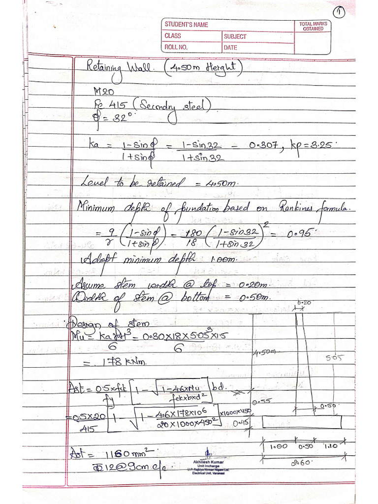 Retaining Wall Design Report 16092023 (1) Sign | PDF